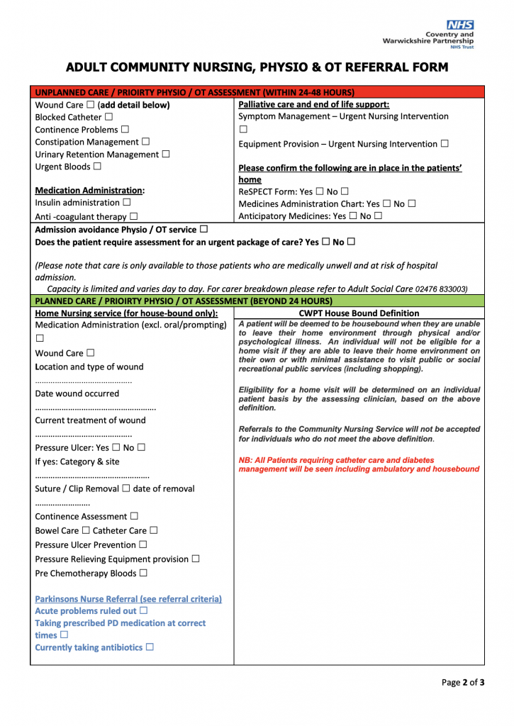 Community Nursing and Therapy Team – GP Gateway
