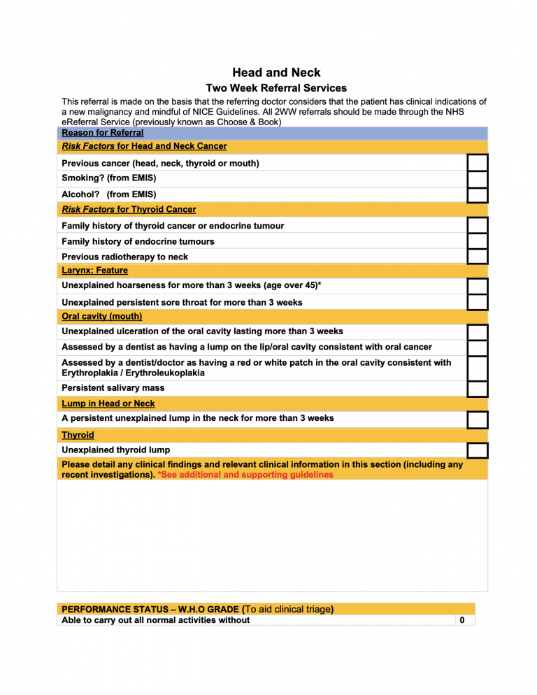 Head & Neck – 2WW – GP Gateway