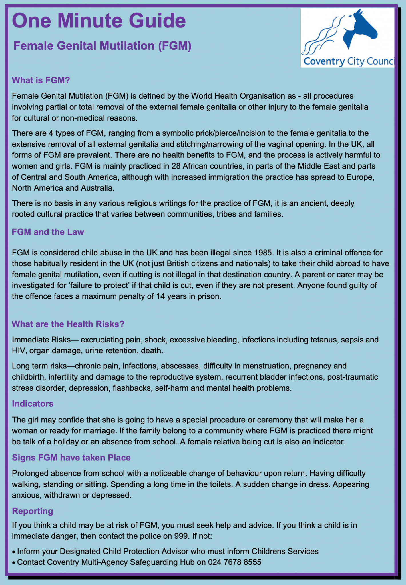 Female Genital Mutilation (FGM) – GP Gateway