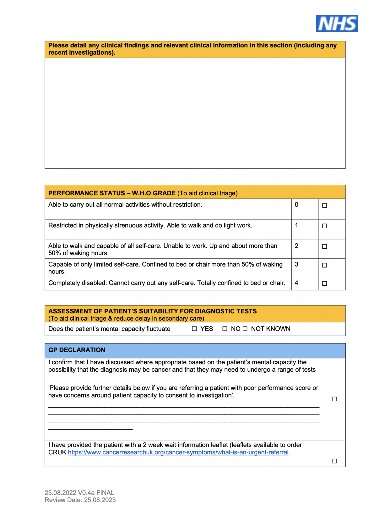 Urology – 2WW – GP Gateway