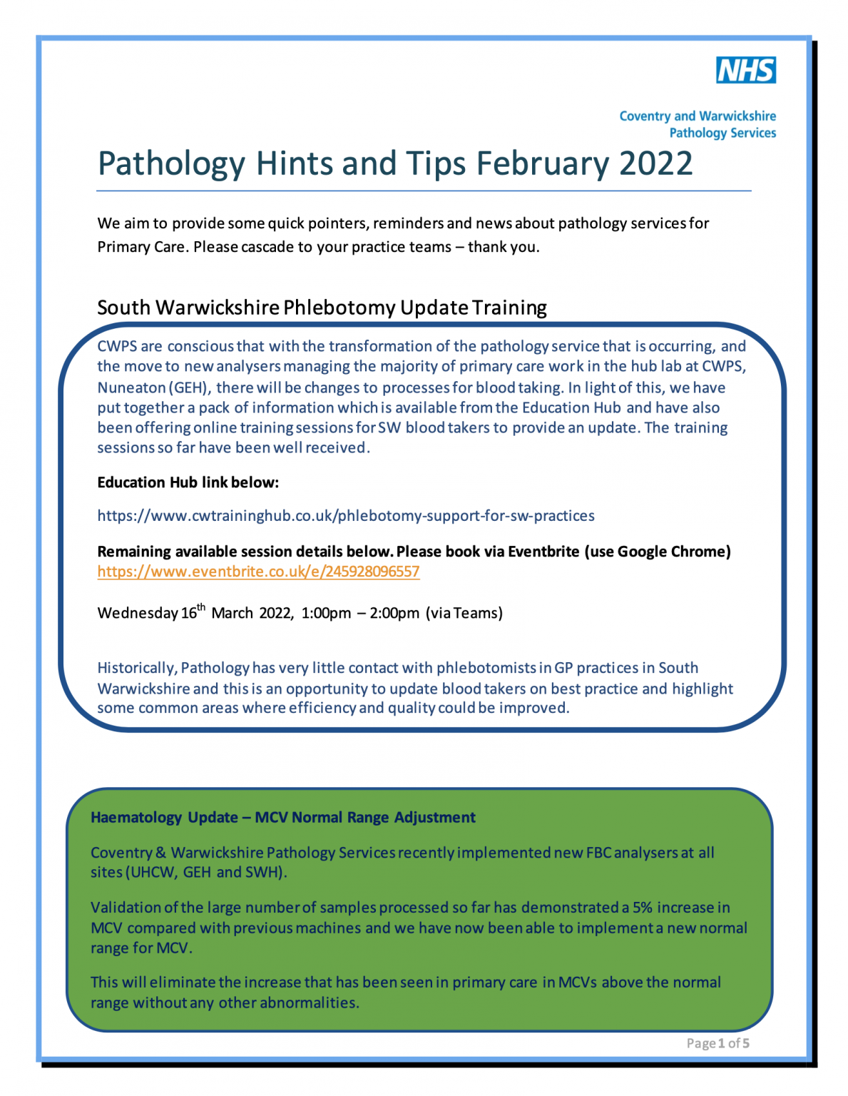 Pathology Services & Blood Sciences – GP Gateway