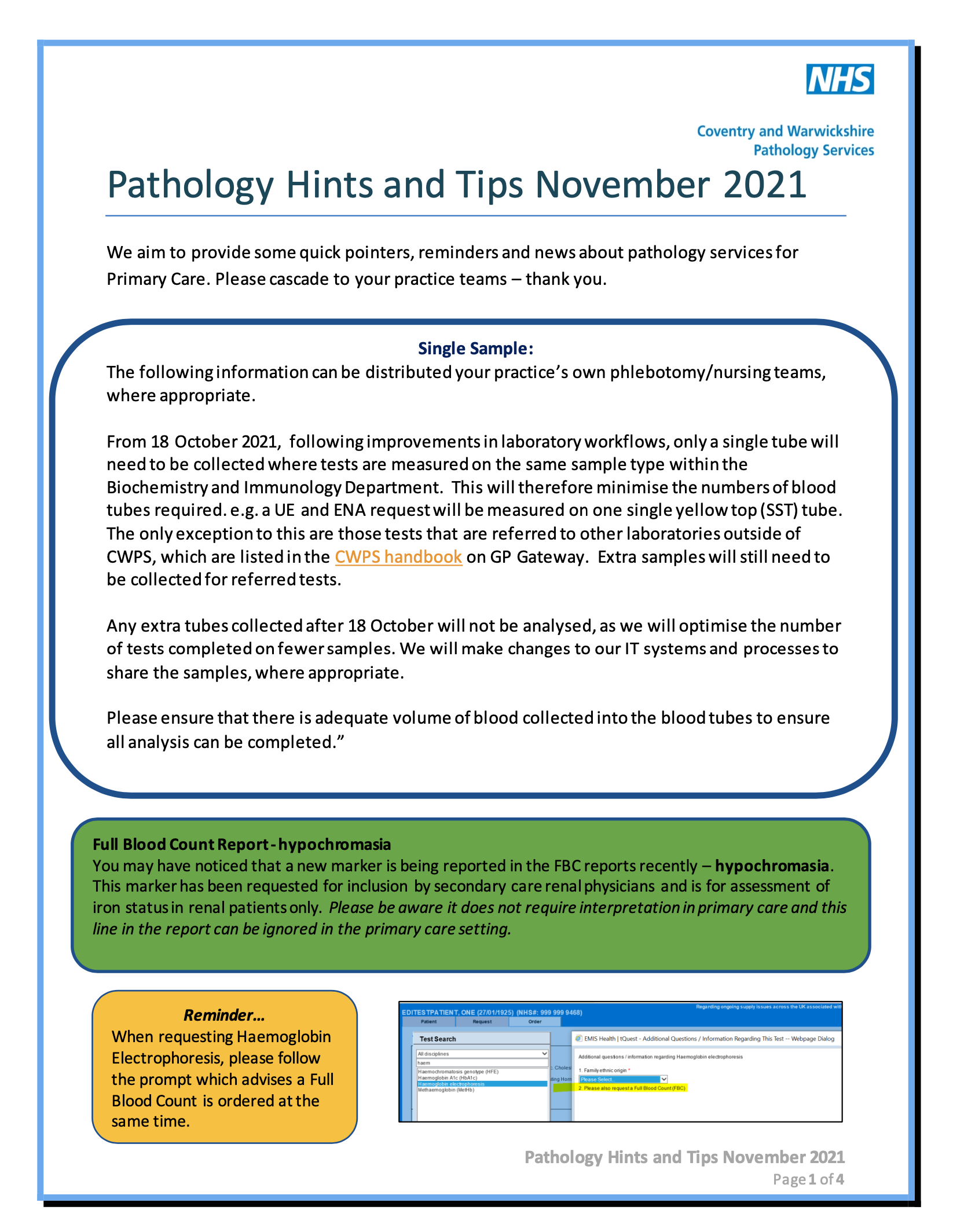 Pathology Services & Blood Sciences – GP Gateway