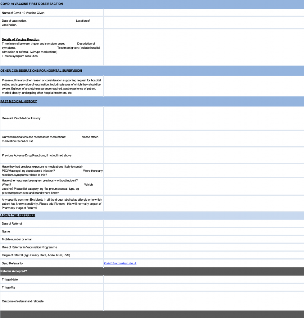 Covid Vaccination Clinic for Complex Reactions (George Eliot Hospital ...